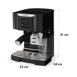 KLARSTEIN BellaVita Coffee Maker, Self-Cleaning System, 3-in-1 Function for Espresso, Cappuccino, Latte Macchiato, 20-Bar Pump, 1450 W, 1.4L (0.4 gallon) Water Tank, Removable Drip Tray, Black