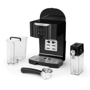 KLARSTEIN BellaVita Coffee Maker, Self-Cleaning System, 3-in-1 Function for Espresso, Cappuccino, Latte Macchiato, 20-Bar Pump, 1450 W, 1.4L (0.4 gallon) Water Tank, Removable Drip Tray, Black