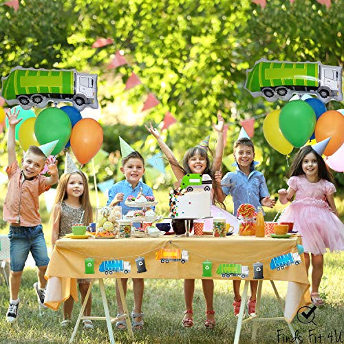 Garbage Truck Balloon - 2 Large Trash Truck Foil Balloons - Garbage Truck Birthday Party Supplies - Perfect for Birthday Parties, Events, Decoration, or a Truck Party - Ribbon Included (green) (green)