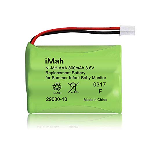 iMah Ryme B25 29030-10 Battery for Summer Infant Baby Monitor Battery Rreplacement | 3.6V 800mAh Ni-MH with Square-Hole Connector