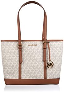 michael kors jet set travel signature small top zip shoulder tote vanilla