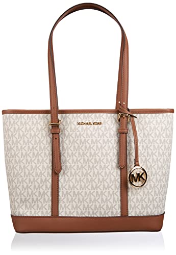 Michael Kors Jet Set Travel Signature Small Top Zip Shoulder Tote Vanilla