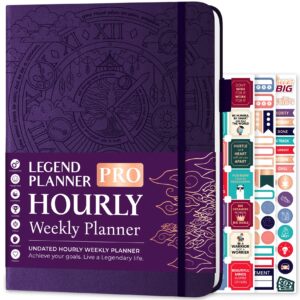 legend planner pro hourly schedule - weekly & daily organizer with time slots. appointment book journal for work & personal, a4 (purple)