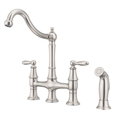 Pfister Courant Kitchen Faucet with Side Sprayer, 2-Handle, High Arc, Stainless Steel Finish, F0314COS