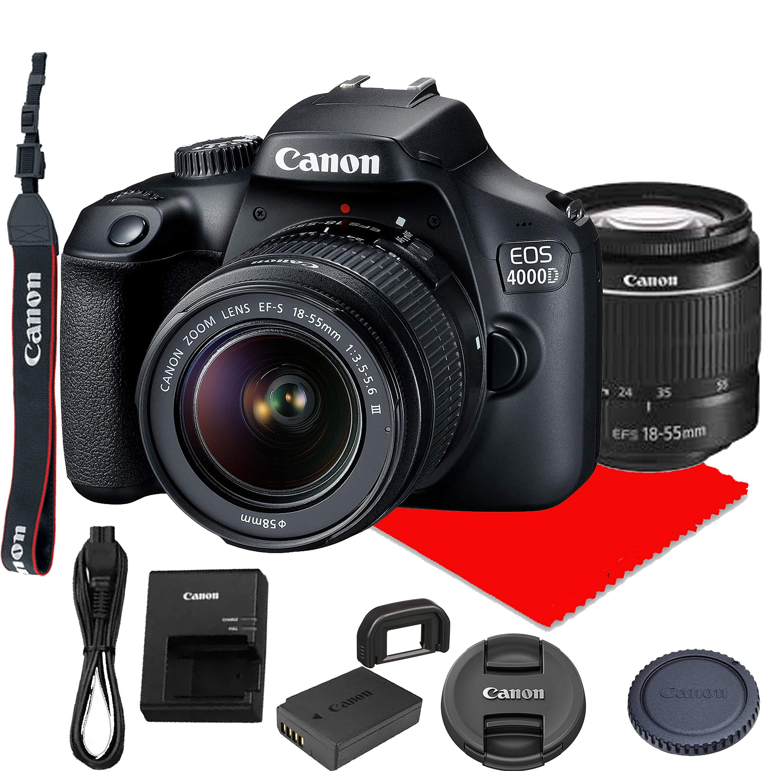 Canon EOS 4000D DSLR Camera w/Canon EF-S 18-55mm F/3.5-5.6 III Zoom Lens (Renewed)