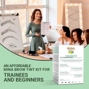 MINA ibrow College Kit (Black, Dark Brown, Medium Brown, Light Brown, Blonde and Ash Blonde, 1 Brow Nourishing Oil (10ml) and 1 Brow Conditioning Cleanser (30ml)