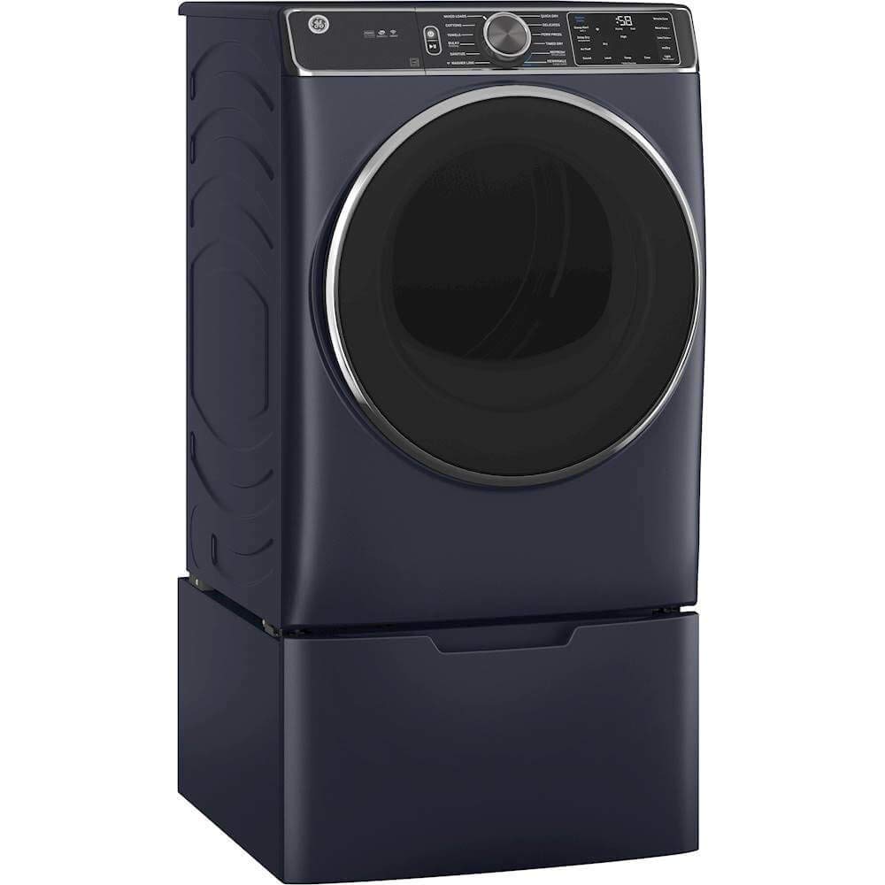 GE GFD85GSPNRS 28" Front Load Gas Dryer with 7.8 cu. ft. Capacity Stainless Steel Drum Built-in WiFi Sanitize Cycle and Damp Alert in Royal Sapphire