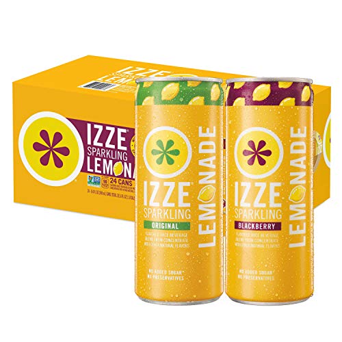 Izze Sparkling Juice Lemonade Drink, Real Fruit Juice, No added sugar or preservatives, Lemonade Variety Pack, 8.4oz Sleek Cans (24 Pack)