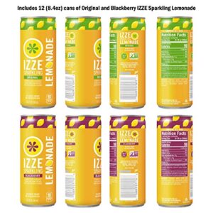 Izze Sparkling Juice Lemonade Drink, Real Fruit Juice, No added sugar or preservatives, Lemonade Variety Pack, 8.4oz Sleek Cans (24 Pack)