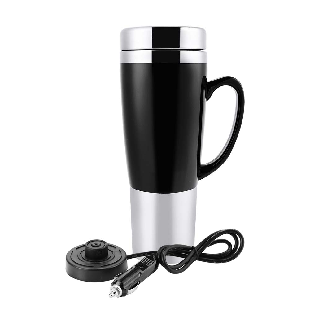 12V Car Kettle Boiler - 450ml Electric Water Insulated Car Mug - Travel Heating Cup Kettle - Car Heating Travel Cup - for Hot Coffee/Milk/Tea(Black)