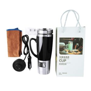 12V Car Kettle Boiler - 450ml Electric Water Insulated Car Mug - Travel Heating Cup Kettle - Car Heating Travel Cup - for Hot Coffee/Milk/Tea(Black)