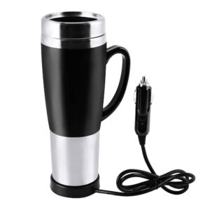 12V Car Kettle Boiler - 450ml Electric Water Insulated Car Mug - Travel Heating Cup Kettle - Car Heating Travel Cup - for Hot Coffee/Milk/Tea(Black)