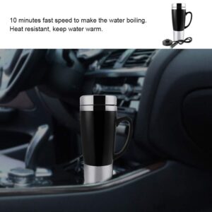 12V Car Kettle Boiler - 450ml Electric Water Insulated Car Mug - Travel Heating Cup Kettle - Car Heating Travel Cup - for Hot Coffee/Milk/Tea(Black)