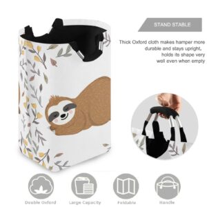 visesunny Cute Baby Sloth Animal Large Capacity Laundry Hamper Basket Water-Resistant Oxford Cloth Storage Baskets for Bedroom, Bathroom, Dorm, Kids Room