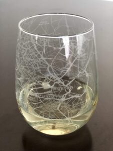 stemless 17oz wine glass urban city map boston massachusetts