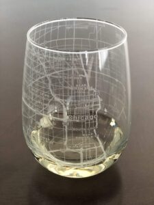 stemless 17oz wine glass urban city map chicago illinois