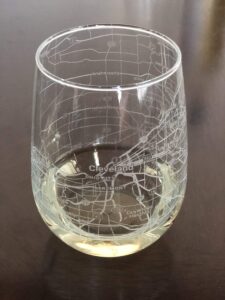 stemless 17oz wine glass urban city map cleveland ohio