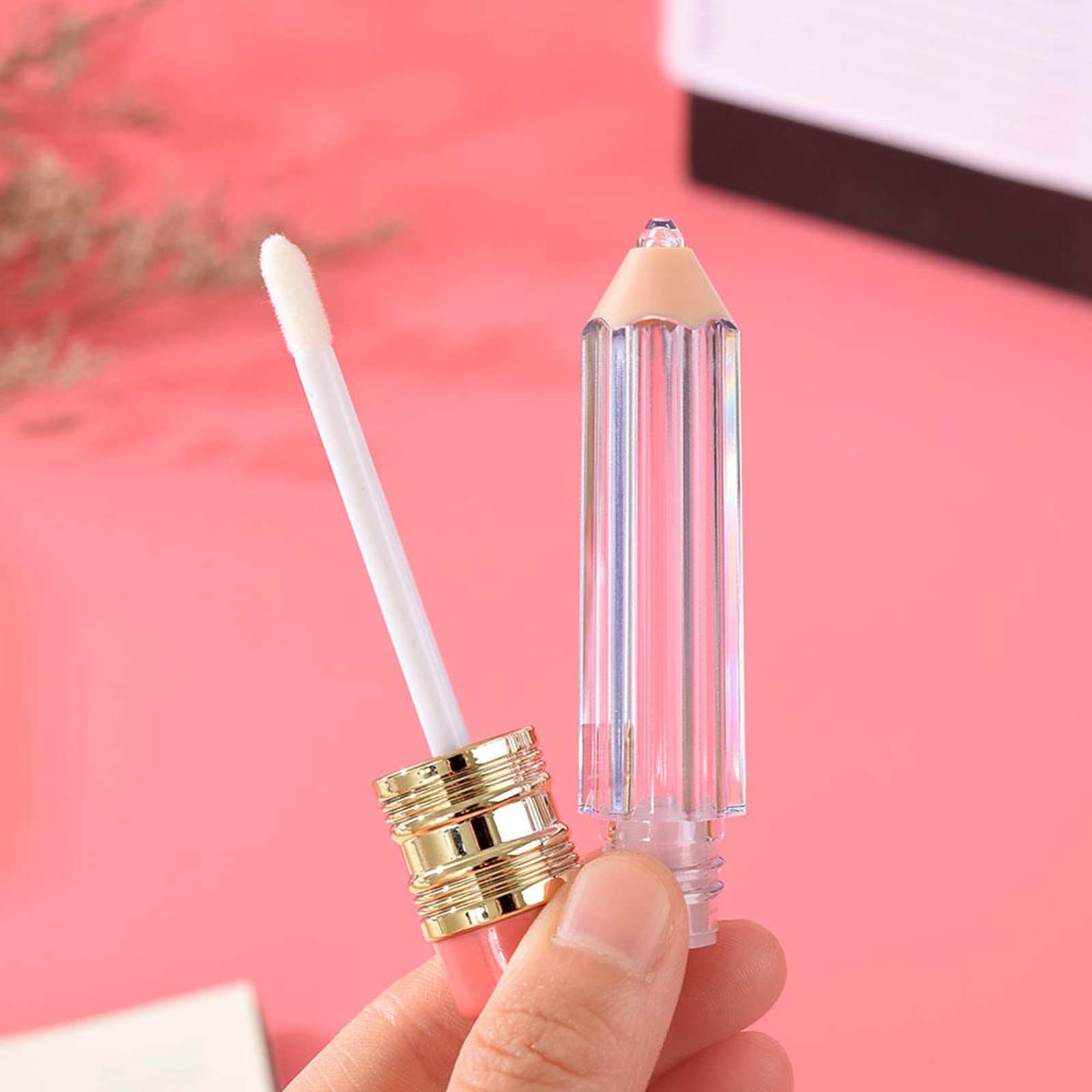 WSERE 10 Pieces Pencil Shape Cute Empty 5ml Lipgloss Lip Gloss Tube Containers Bottles Refillable Lip Balm Sample Packaging Tubes