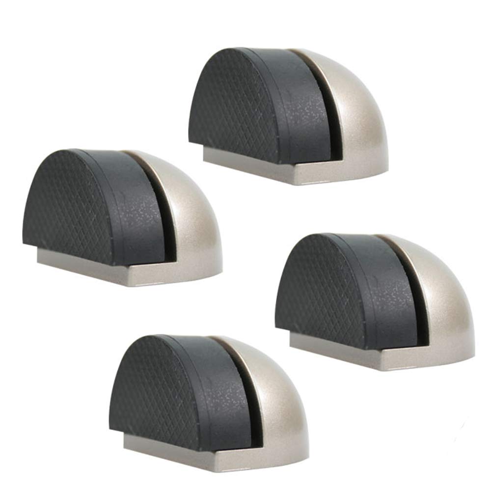 CG PLUS Floor Door Stopper with Rubber pad 4pack, Semicircle Shaped Door Stopper, Protecting Wall (2inch x 4pack, Satin Nickel)