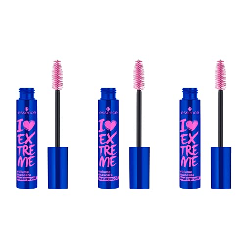 essence | I Love Extreme Volume Mascara Waterproof (Pack of 3) | Vegan & Cruelty Free | Free From Parabens-Alcohol, & Microplastic Particles