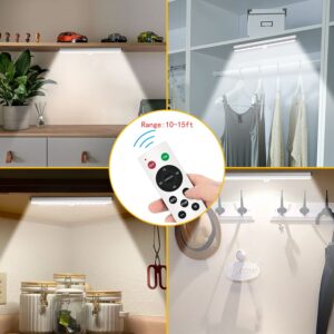 Diomart Under Cabinet Lighting, Wireless Rechargeable Under Counter Lights with Remote Control, 20- LED Dimmable Led Closet Light Stick-on Anywhere Touch Night Light for Kitchen, Wardrobe (4 Pcs)