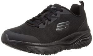 skechers women's athletic lace up arch fit sr health care professional shoe, black, 8