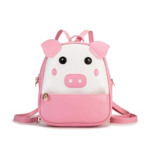 kl928 girls mini backpack toddler 3d animal casual daypack pu leather preschool convertible shoulder bag gift for kids (pink)