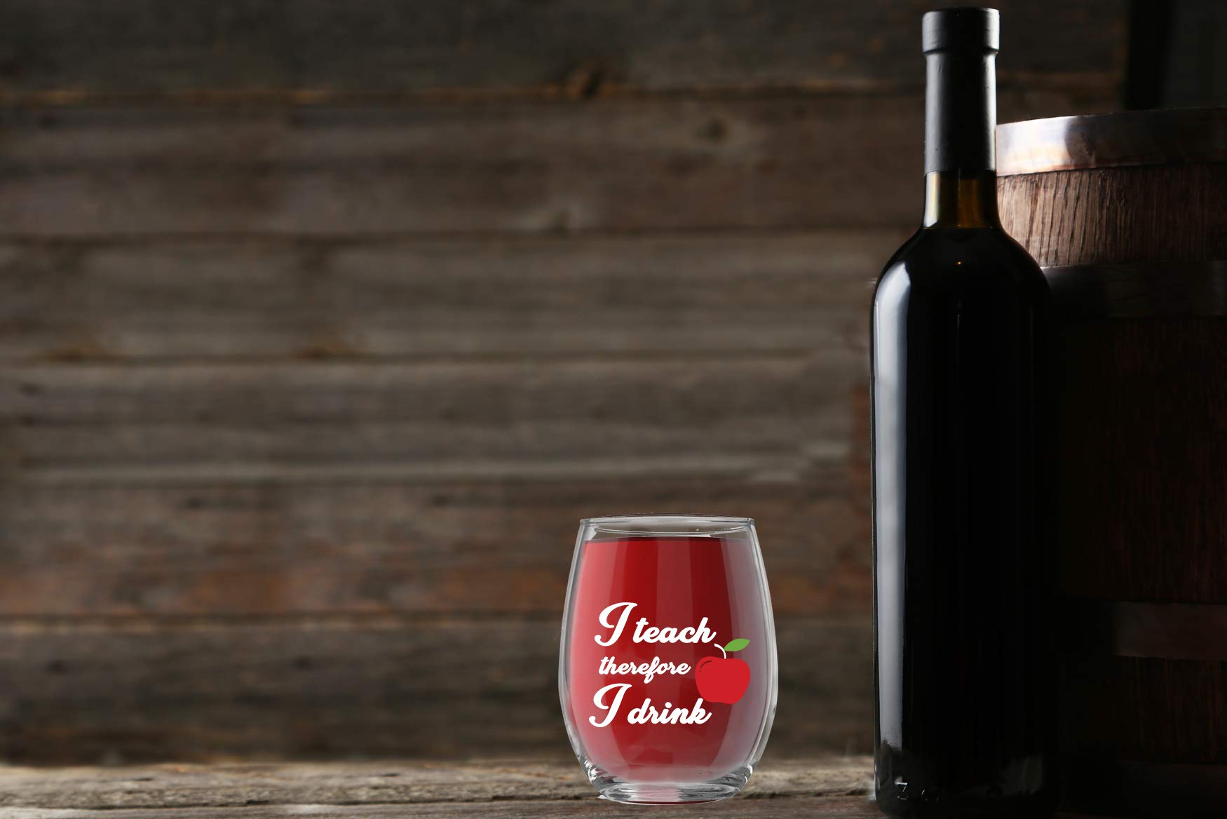 AW Fashions I Teach Therefore I Drink - Funny 15oz Wine Stemless Glass - Fun Unique Gift Idea for Teacher Professor Mentor or Tutor - Great Present for Teacher Appreciation Day from Student