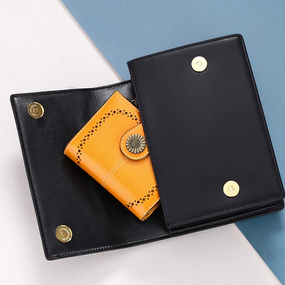 SENDEFN Small Womens Wallet Leather Bifold Card Holder RFID Blocking with Zipper Coin Pocket