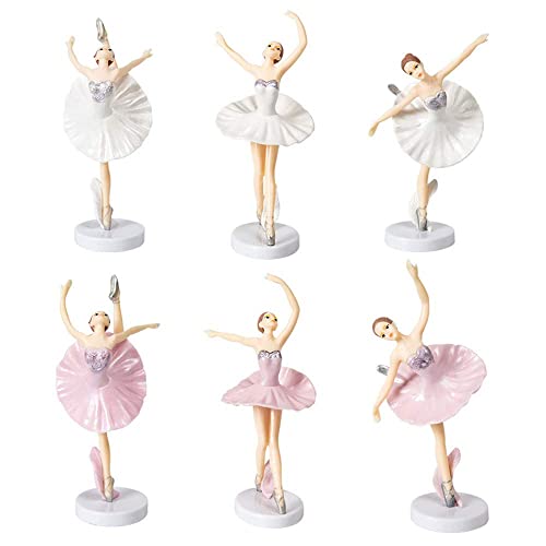 HYSTYLE 6 Pcs Dancing Ballerina Girl Figurine, Miniature Ballerina Girl Figure Collection Playset Doll Toy, Ballerina Girl Cake Topper Decoration, Ballerina Girl Plant Pot Craft Dollhouse Decoration