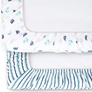 The Peanutshell Nautical & Striped Crib Sheets for Baby Boys or Girls | Unisex 2 Pack Set