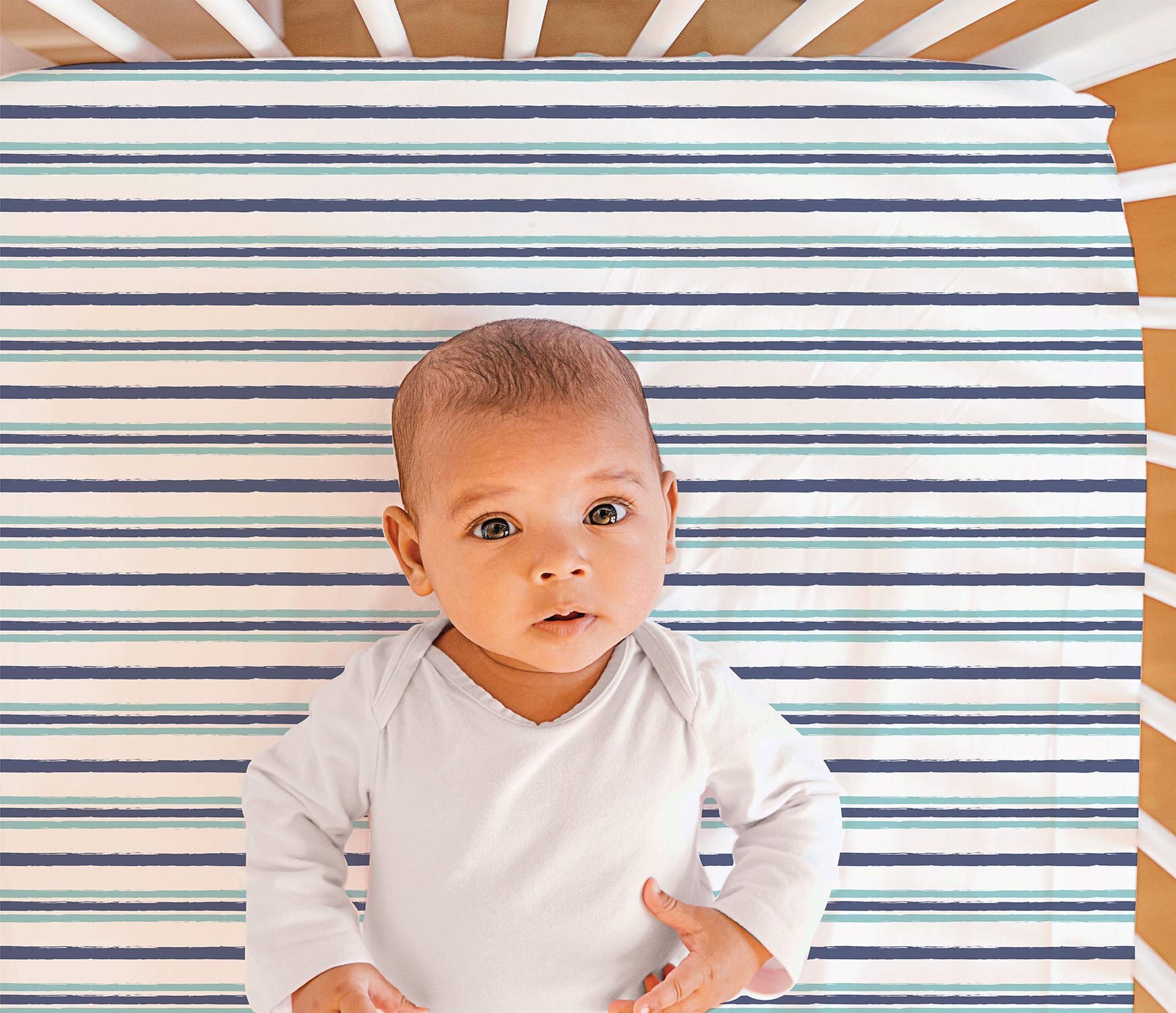 The Peanutshell Nautical & Striped Crib Sheets for Baby Boys or Girls | Unisex 2 Pack Set