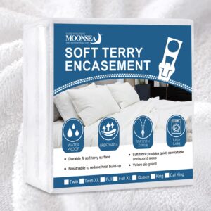 queen mattress protector zippered (10/11/12/13/14 inchs), soft terry surface mattress encasement, 6-side waterproof mattress cover for kids, well made zipper, noiseless, for queen size mattress 60x80