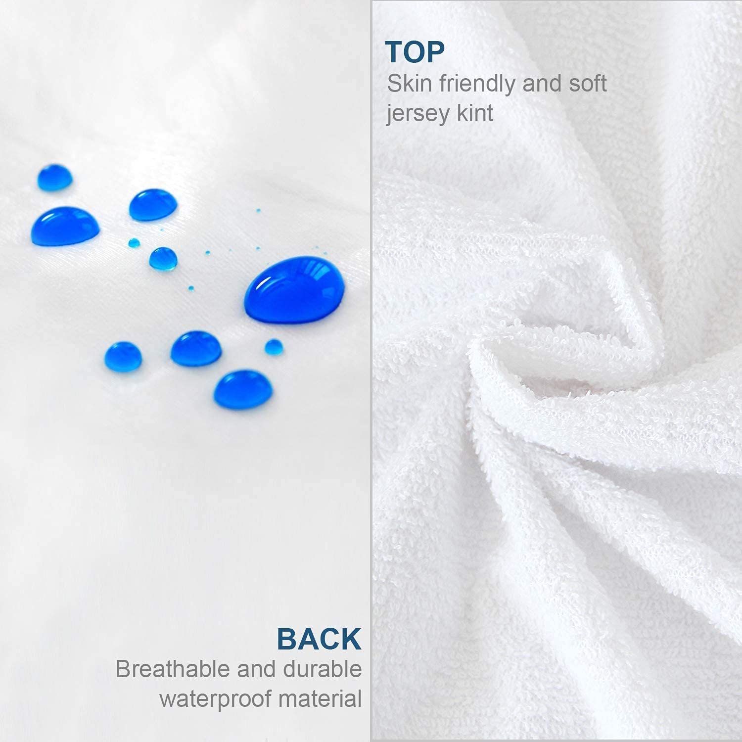 Queen Mattress Protector Zippered (10/11/12/13/14 Inchs), Soft Terry Surface Mattress Encasement, 6-Side Waterproof Mattress Cover for Kids, Well Made Zipper, Noiseless, for Queen Size Mattress 60X80