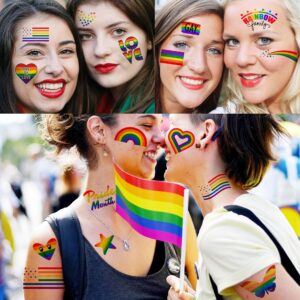 24 Sheets Pride Tattoos Temporary, Rainbow Temporary Tattoos for Women Men Adults, Gay Pride Face Temporary Tattoos Sticker Parades Celebration