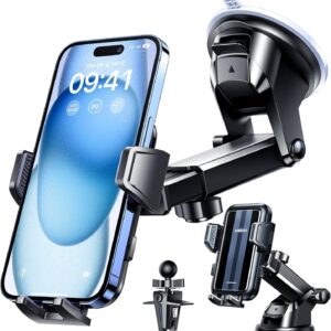 VANMASS 2024【Top Military-Grade】 Phone Holders for Your Car【Ultra Strongest Suction】Cell Phone Mount Universal Dashboard Windshield Vent Stand Cradle for iPhone 15 14 13 Pro Max Samsung Galaxy Android