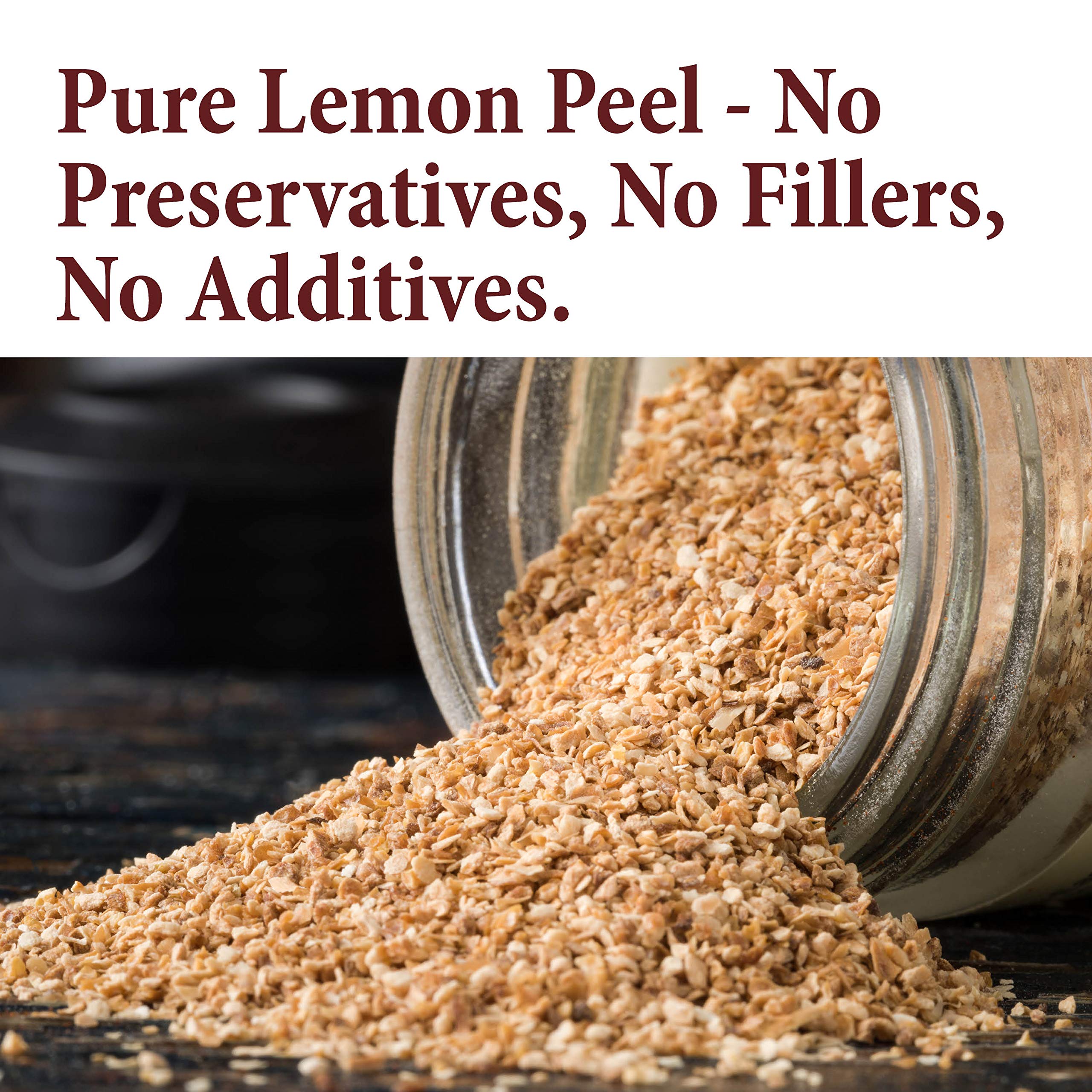 The Spice Way Lemon Peel - Granules (4 oz) zest and rind without any preservatives. Great for cooking, baking and tea.