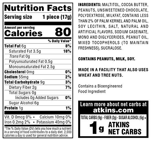 Atkins Endulge Peanut Butter Cups, Dessert Favorite, Low Carb, 0g Sugar, 20 Count