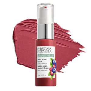 physicians formula organic wear natural dewy face blush makeup elixir, crushed berries