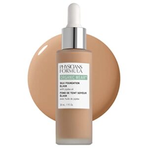 physicians formula organic wear all natural liquid foundation elixir light-to-medium, full coverage | dermatologist tested, clinicially tested