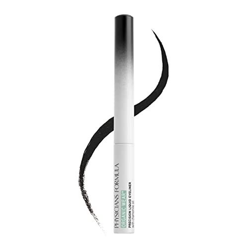 Physicians Formula Organic Wear All Natural Liquid Percision Eyeliner Black, Vegan, Smudge Resistant, Dermatologist Approved