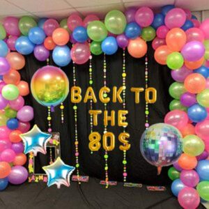 JeVenis 5 PCS Back To The 80s Balloon Banner 80s Retro Party Balloon 80s Party Decorations 80s Party Supplies 80s Themed Party Hip Hop Party 80s Photo Backdrop