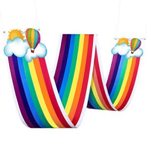 blulu rainbow ceiling decorations banner hanging rainbow cloud ceiling decoration rainbow garland bunting banner for birthday baby shower decoration classroom ceiling decor (1 pc)