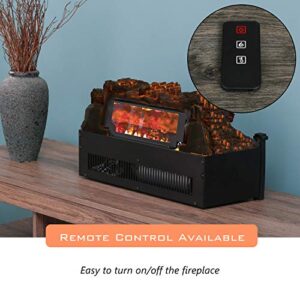 LOKATSE HOME 23" Electric Fireplace Insert Log, Remote Control Heater with Realistic Ember Bed, Black