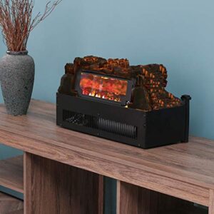 LOKATSE HOME 23" Electric Fireplace Insert Log, Remote Control Heater with Realistic Ember Bed, Black