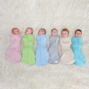 Woombie Simply Baby Swaddling Blanket I Soothing, Cotton Baby Swaddle I Wearable Baby Blanket, Pink Blush, 0-3 Months