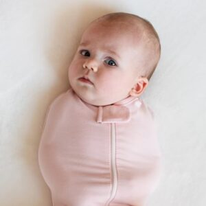 Woombie Simply Baby Swaddling Blanket I Soothing, Cotton Baby Swaddle I Wearable Baby Blanket, Pink Blush, 0-3 Months