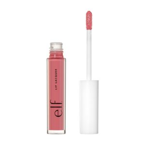 e.l.f. lip lacquer, moisturizing, shiny, non-sticky & long lasting, provides maximum color & glides on, vegan & cruelty-free, wild rose, 0.08 fl oz