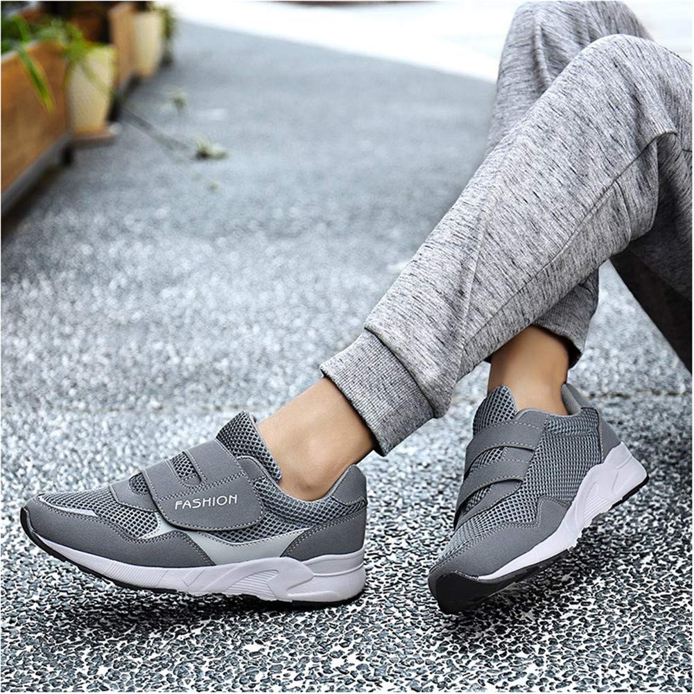 LEADER SHOW Women's Casual Flats Non-Slip Sneakers Elderly Safety Comfortable Walking Shoes (8.5, Grey)