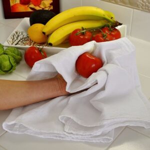 [18 Pack] Flour Sack Kitchen Dish Towels - Lint Free Soft 100% Ring Spun Cotton - Large 28x28 - White